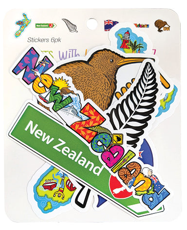 6 Pack Assorted NZ Stickers – Souvenir Factory Shop