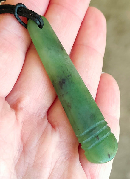 NZ Greenstone Roimata Drop Carving - 60mm - #39A – Souvenir Factory Shop