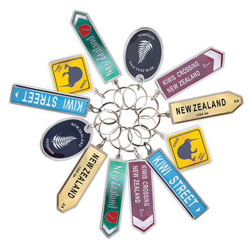 12 Pack Foil Road Sign Keyrings – Souvenir Factory Shop