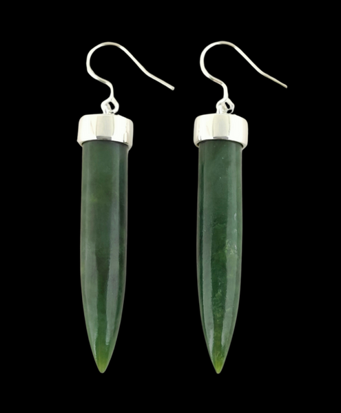 NZ Greenstone Pendulum Earrings 45mm – Souvenir Factory Shop