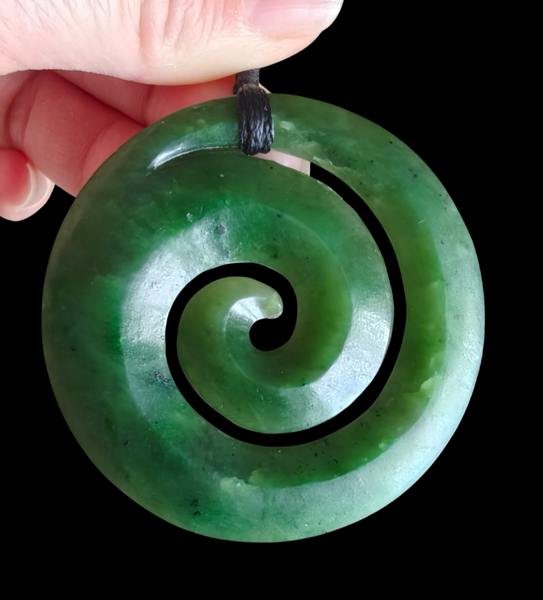 NZ Greenstone Large Koru Carving 60cm #04 – Souvenir Factory Shop