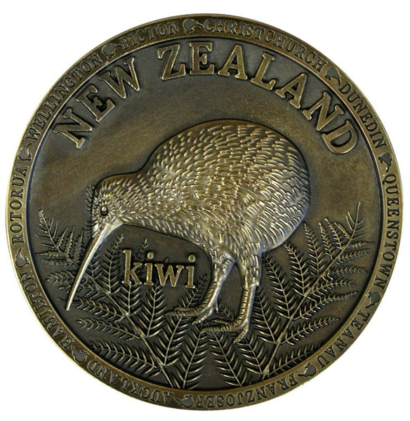 Bronze Metal Kiwi Plate With Stand 11cm – Souvenir Factory Shop